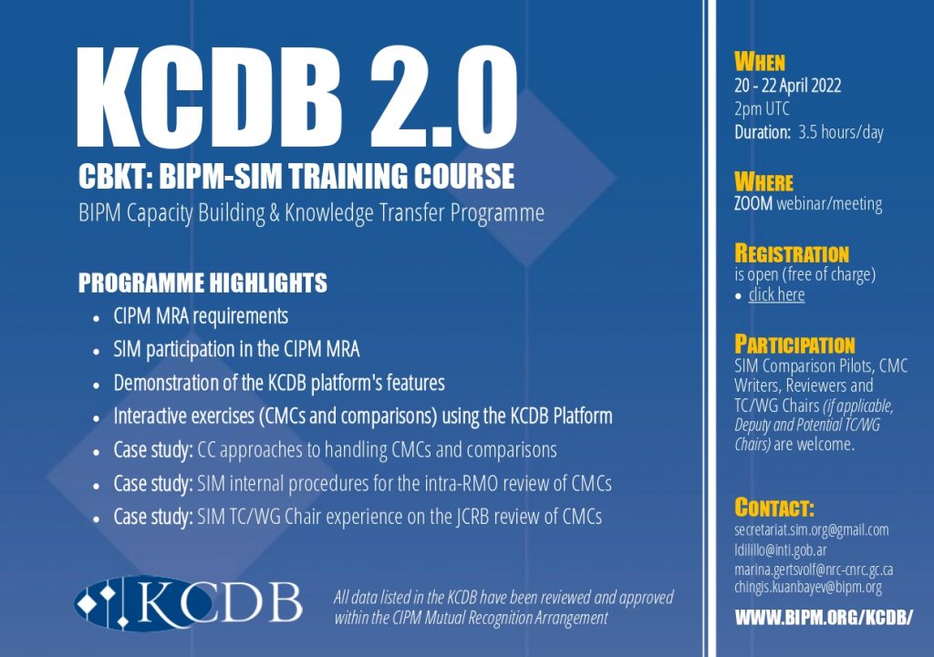 KCDB 2.0 BIPM-SIM TRAINING – Sim